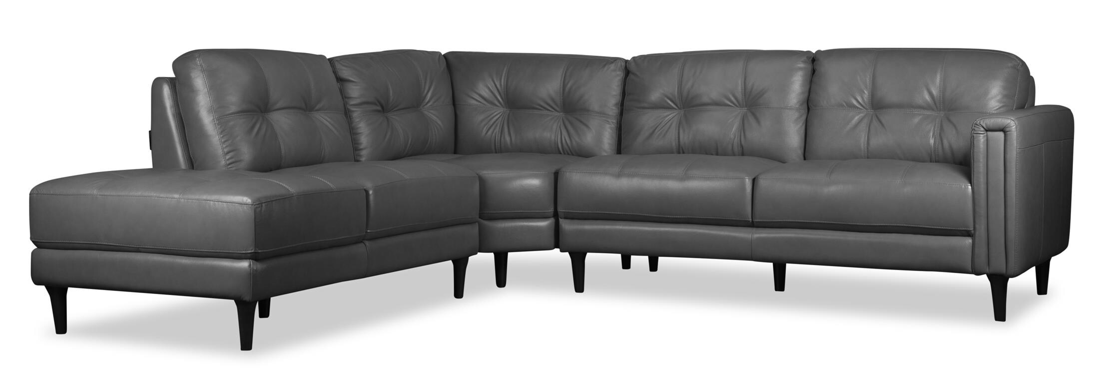 CARMELO 3 PIECE LEATHER SECTIONAL