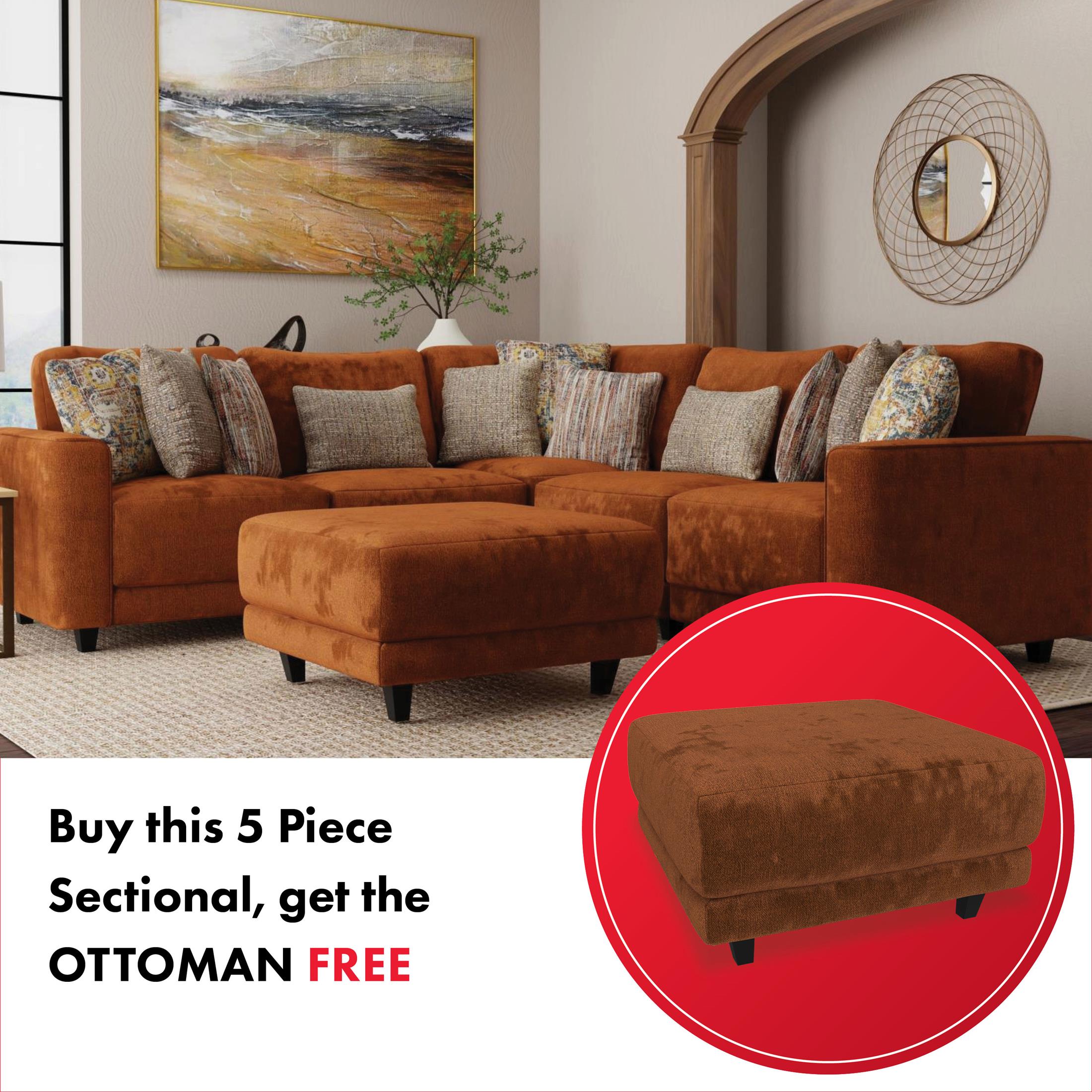 CLARERIDGE 5-PC SECTIONAL WITH FREE OTTOMAN! | Morris
