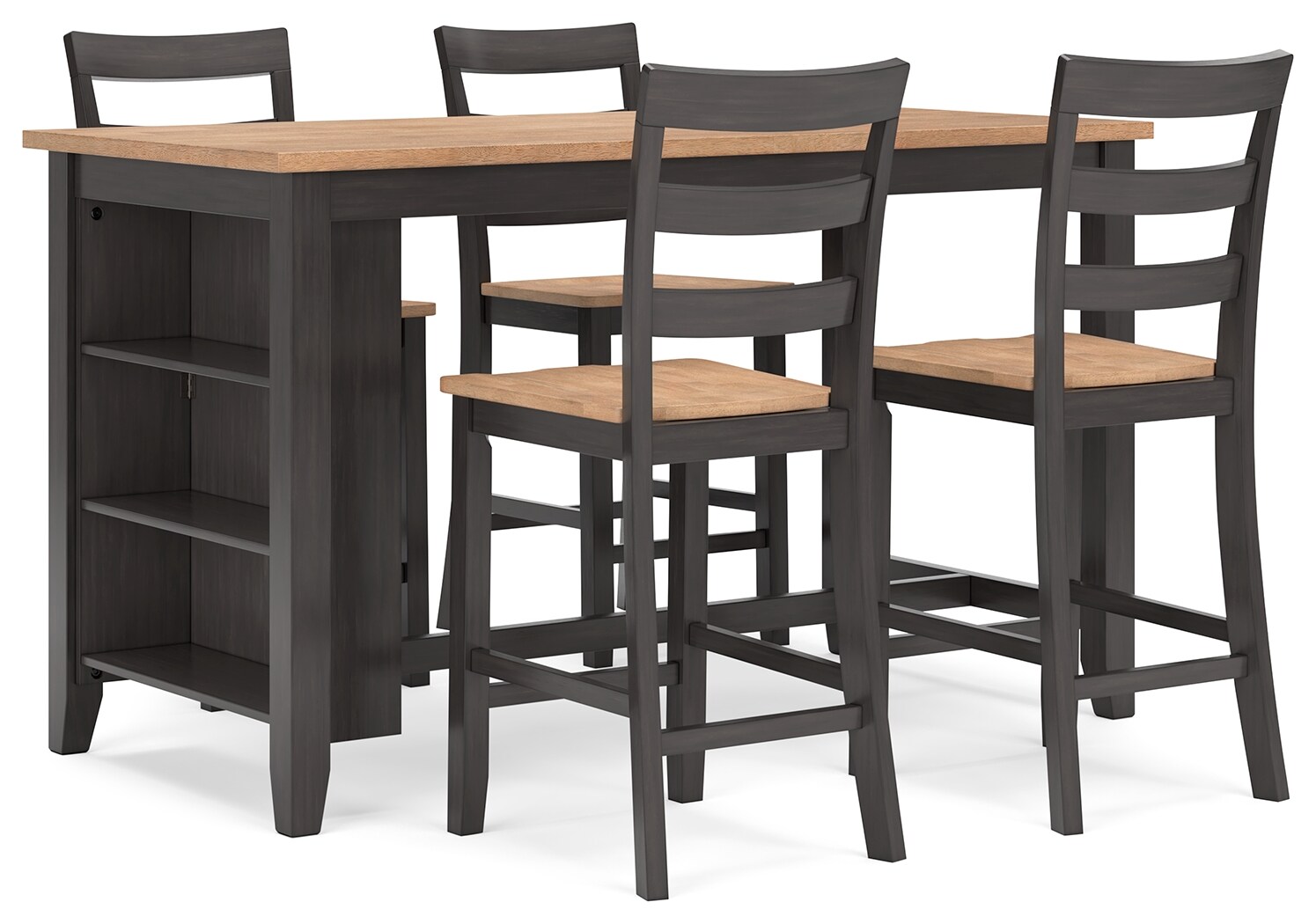 GESTHAVEN 5-PC COUNTER HEIGHT DINING SET WITH BOOKCASE TABLE | Morris