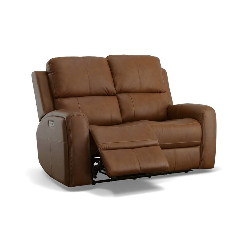 LORAIN LEATHER MATCH POWER RECLINING LOVESEAT BY FLEXSTEEL | Morris