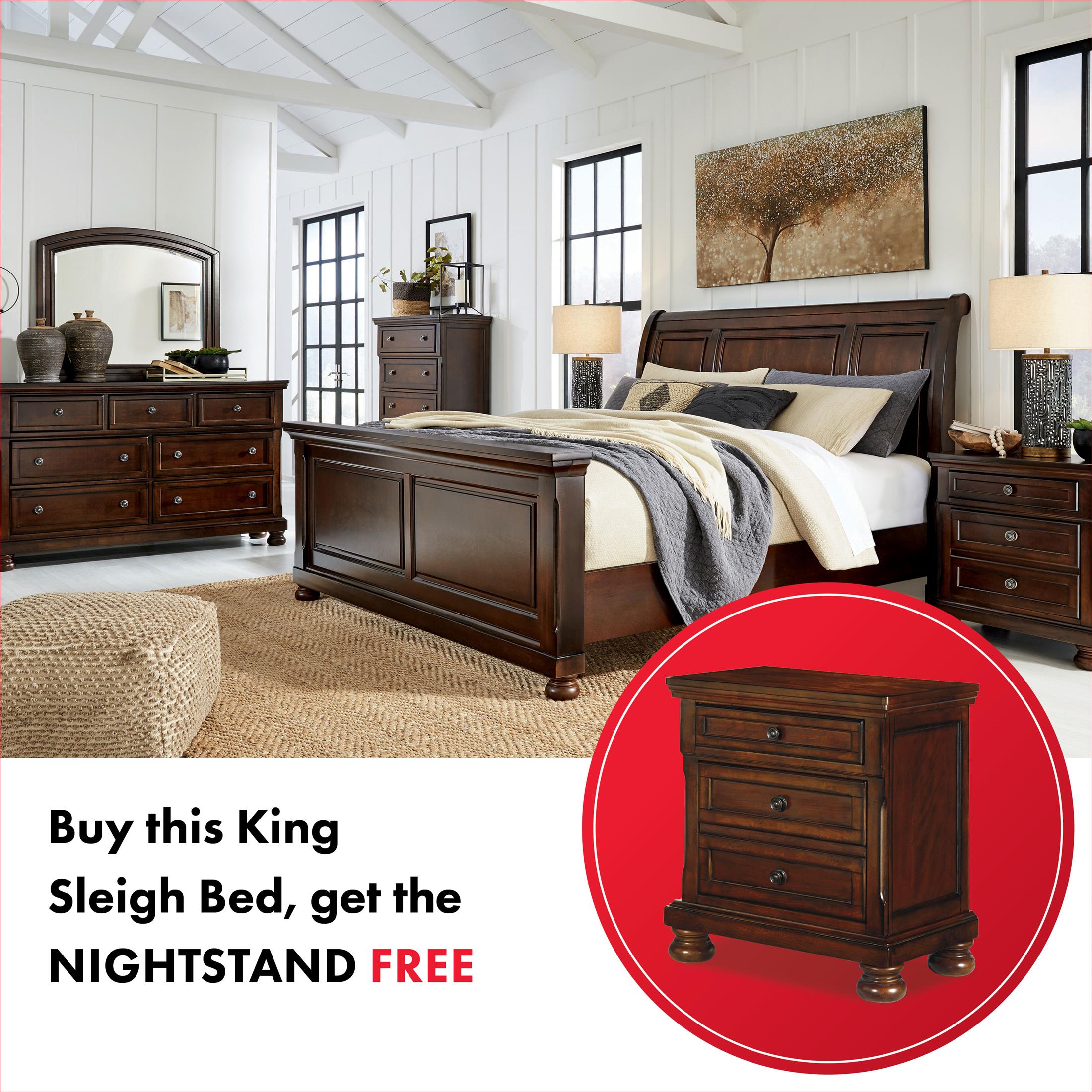 PORTER KING SLEIGH BED WITH FREE NIGHTSTAND! | Morris