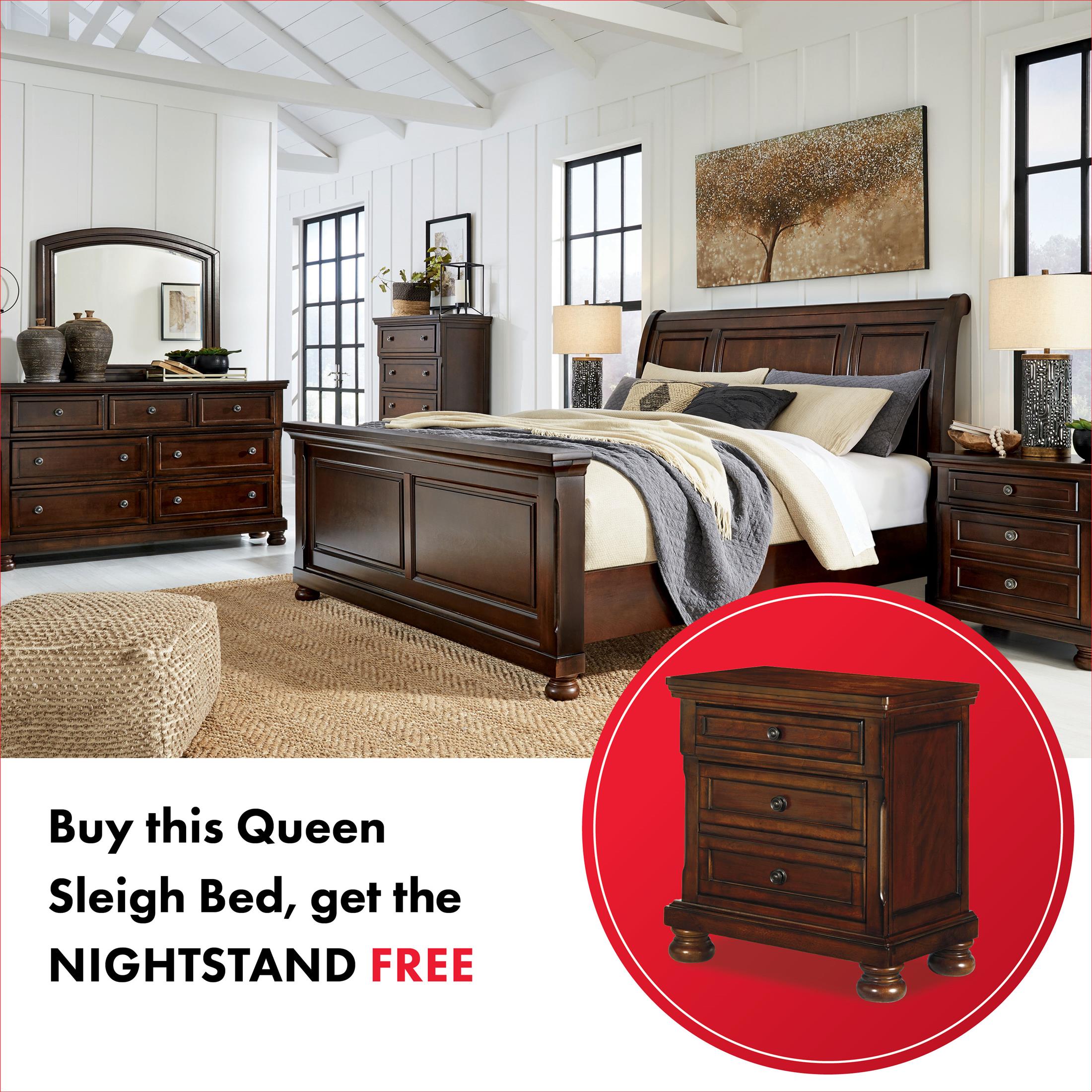 PORTER QUEEN SLEIGH BED WITH FREE NIGHTSTAND! | Morris