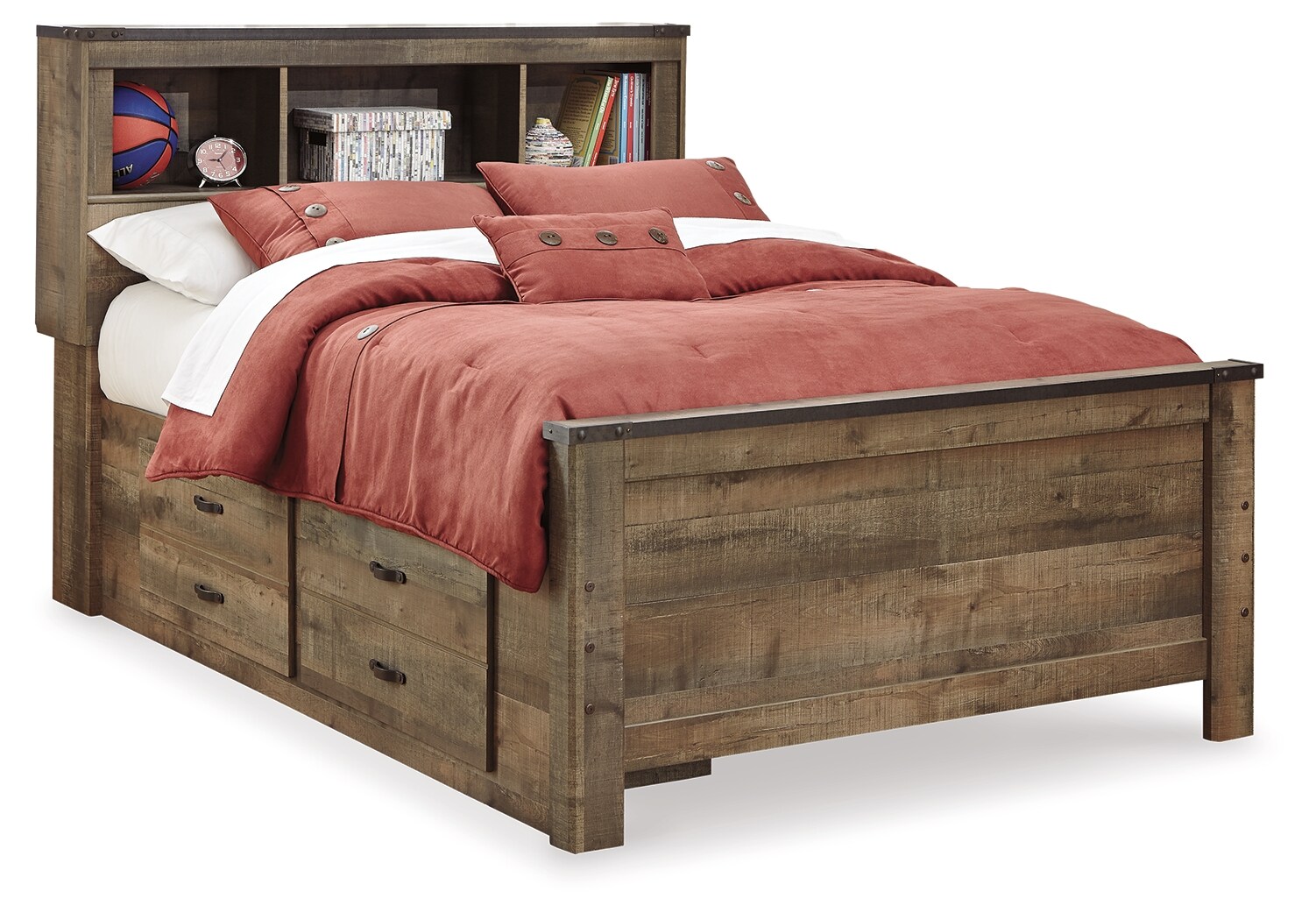 TRINELL FULL BOOKCASE BED WITH 2 STORAGE DRAWERS | Morris