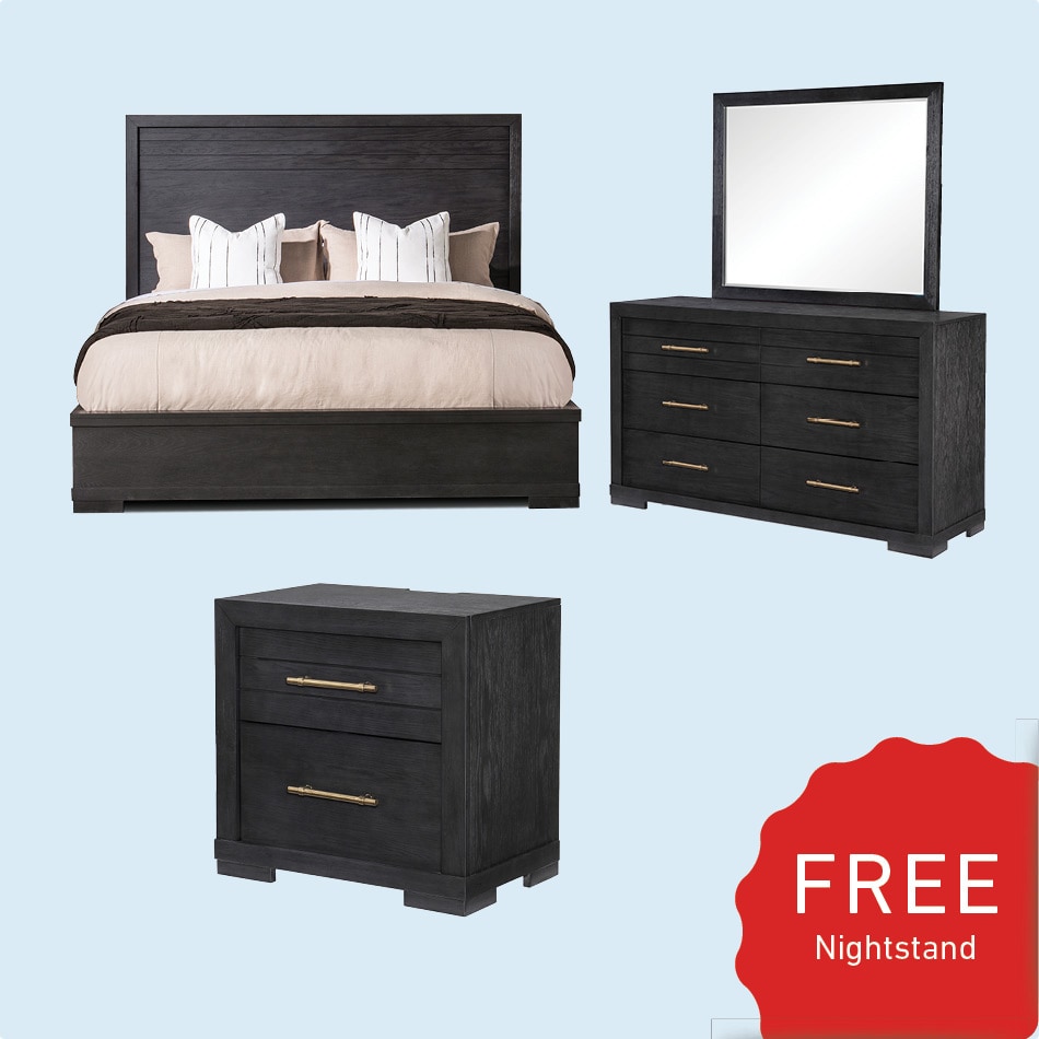 WESLEY QUEEN BED WITH DRESSER, MIRROR, AND FREEBIE NIGHTSTAND! | Morris